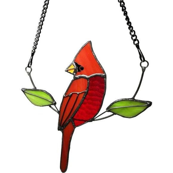 Accents | Stained Glass Window Hanging Cardinals Suncatchers For ...